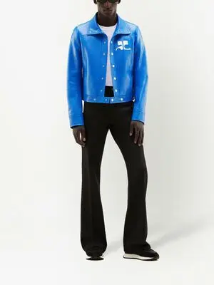 COURREGES Logo Patch Shirt Jacket - Blue