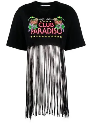 MSGM Graphic-print Frayed T-shirt