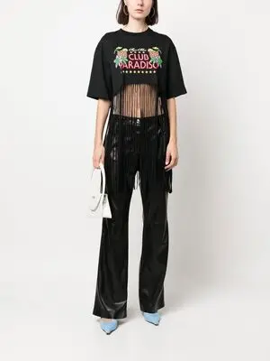 MSGM Graphic-print Frayed T-shirt
