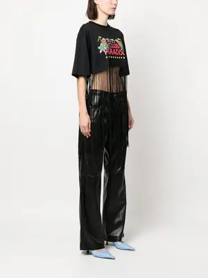 MSGM Graphic-print Frayed T-shirt