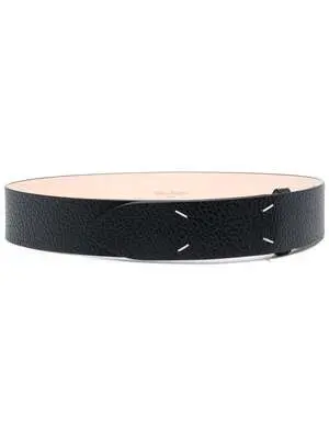 MAISON MARGIELA Grained Leather Four-stitch Belt - Black