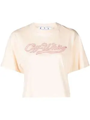 Off-White Logo-embroidered Cropped T-shirt