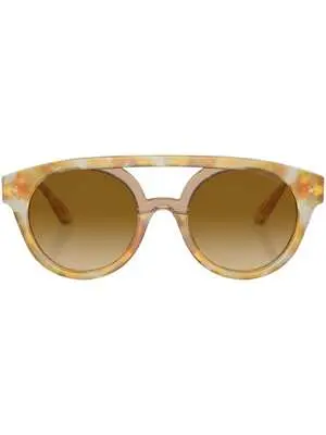 Giorgio Armani Tortoiseshell-effect Rounded Sunglasses - Yellow