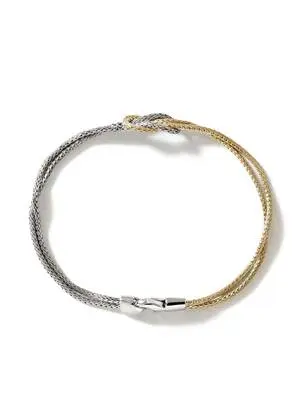 John Hardy 14kt Yellow Gold And Manah 1.8mm Double-row Bracelet - Silver