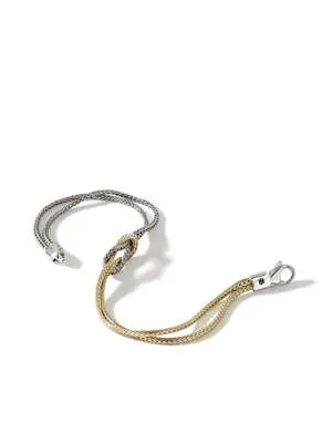 John Hardy 14kt Yellow Gold And Manah 1.8mm Double-row Bracelet - Silver