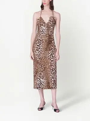 Carolina Herrera Leopard Print Halterneck Dress
