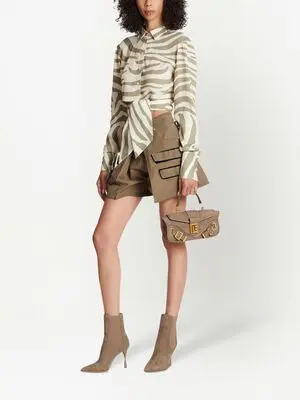 Balmain Animal-print Tie-waist Shirt - Neutrals