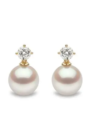 Yoko London 18kt Yellow Akoya Pearl And Diamond Earrings - Gold