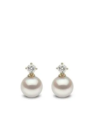 Yoko London 18kt Yellow Akoya Pearl And Diamond Earrings - Gold