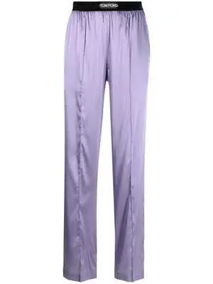 TOM FORD TOM FORD Straight-Leg Silk Trousers Purple