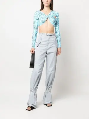 Coperni Patterned Ruched Cropped Top - Blue