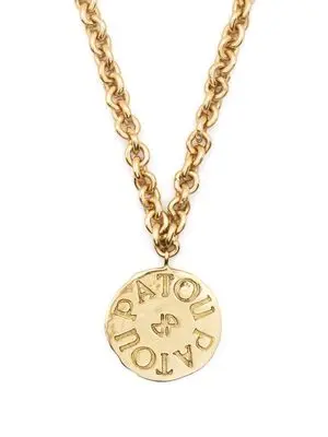 Patou Logo-engraved Coin Pendant Necklace - Gold
