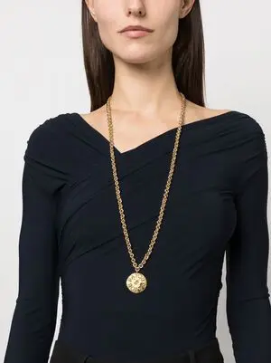 PATOU Logo-engraved Coin Pendant Necklace - Gold