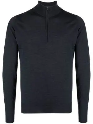 John Smedley Barrow Zip Pullover Jumper - Black