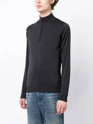 John Smedley Barrow Zip Pullover Jumper - Black