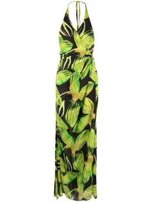 LOUISA BALLOU Floral-print Halterneck Dress