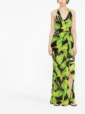 LOUISA BALLOU Floral-print Halterneck Dress