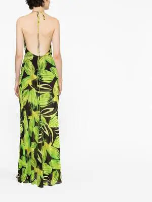 LOUISA BALLOU Floral-print Halterneck Dress