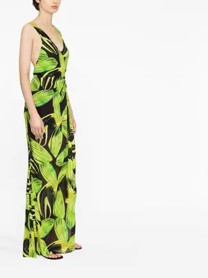 LOUISA BALLOU Floral-print Halterneck Dress