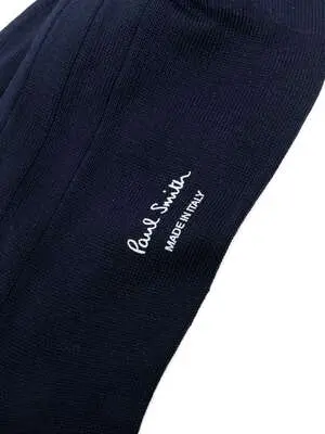 Paul Smith Ribbed Knit Organic Cotton Blend Socks - Blue