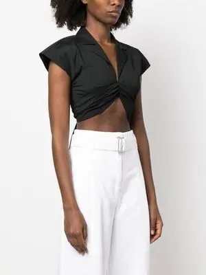Philosophy Di Lorenzo Serafini Cropped Taffeta Blouse - Black