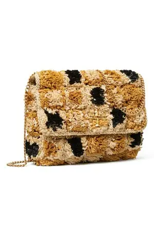 Tory Burch Kira Raffia Rosette Crossbody Bag