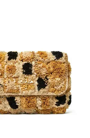 Tory Burch Kira Raffia Rosette Crossbody Bag