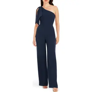 Dress The Population Tiffany One-shoulder Jumpsuit - Midnight Blue B