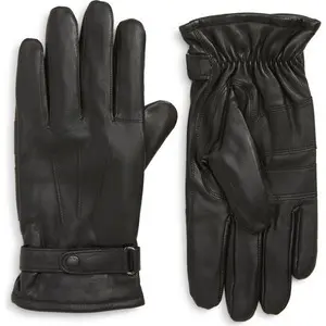 Barbour Burnished Leather Gloves - Black
