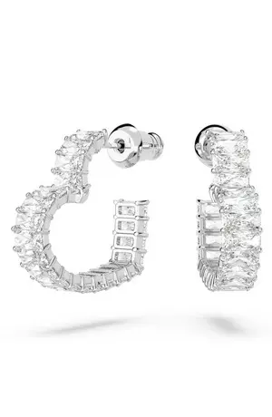 SWAROVSKI Matrix Small Heart Hoop Earrings - Silver