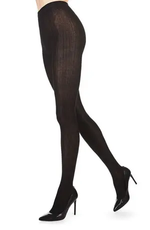 MEMOI Rib Knit Tights - Black
