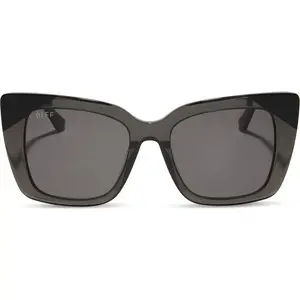 DIFF DIFF Lizzy 54mm Cat Eye Sunglasses Black Smoke Crystal
