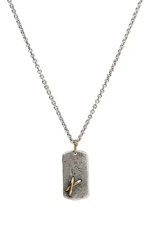 John Varvatos Sterling Silver Dog Tag Pendant Necklace - Mixed Metal