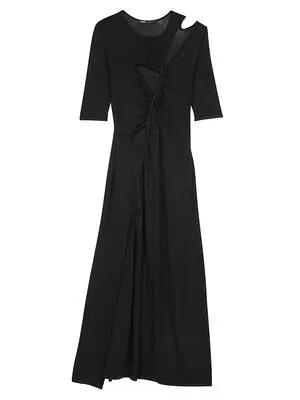 Maje Women's Rob Cut-Out Midi-Dress - Black  - Black