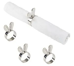 C&F HOME Silver Bunny Ears Napkin Ring, Set Of 4 Vale Rie - One-color