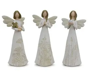 MELROSE Floral Etched Angel Figurine - One-color
