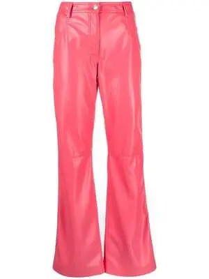 MSGM Faux-leather Straight-leg Trousers - Pink