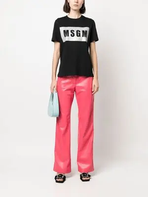 MSGM Faux-leather Straight-leg Trousers - Pink