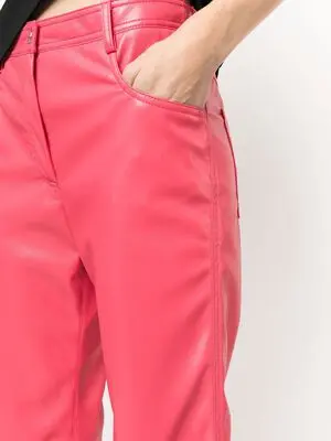 MSGM Faux-leather Straight-leg Trousers - Pink