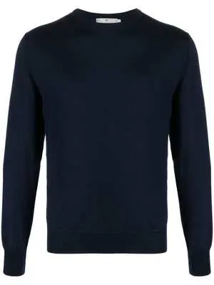Canali Ribbed-knit Crew Neck Sweatshirt - Blue