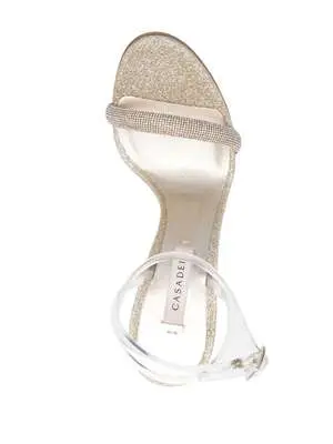 Casadei 109mm Glittered Leather Sandals