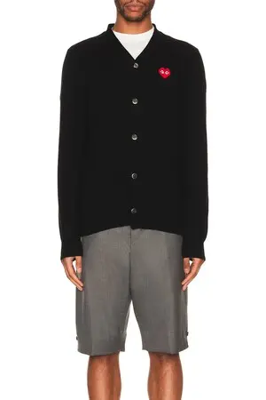 Play Comme Des Garcon Invader Cardigan - Black