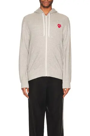 Play Comme Des Garcon Invader Hooded Sweatshirt - Grey