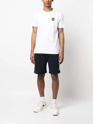 Belstaff Logo-patch Cotton Track Shorts - Blue
