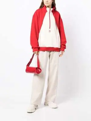 Goen.j Contrast-panel Half-zip Sweatshirt - Red