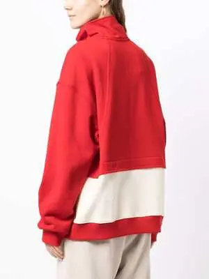 Goen.j Contrast-panel Half-zip Sweatshirt - Red