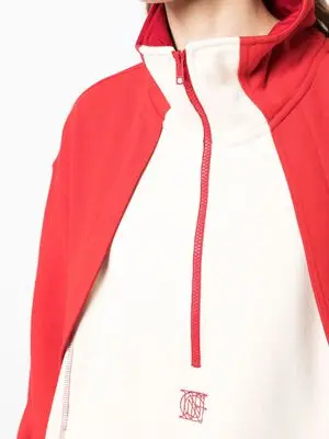 Goen.j Contrast-panel Half-zip Sweatshirt - Red