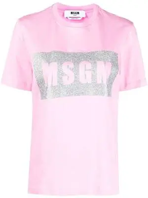 MSGM Logo-print Cotton T-shirt - Pink