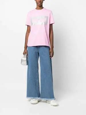 MSGM Logo-print Cotton T-shirt - Pink