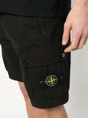 Stone Island Compass-patch Cargo Shorts - Black